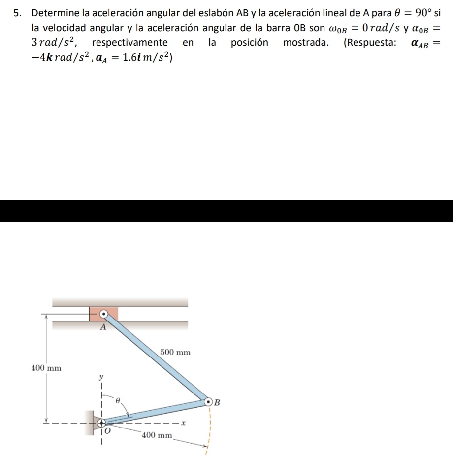 Solved Determine la aceleración angular del eslabón AB ﻿y la | Chegg.com