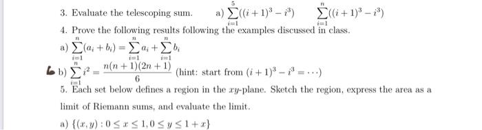 Solved 3. Evaluate the telescoping sum. a) | Chegg.com