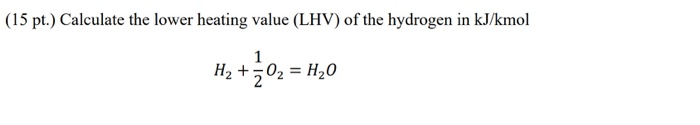 Solved (15 pt.) Calculate the lower heating value (LHV) of | Chegg.com