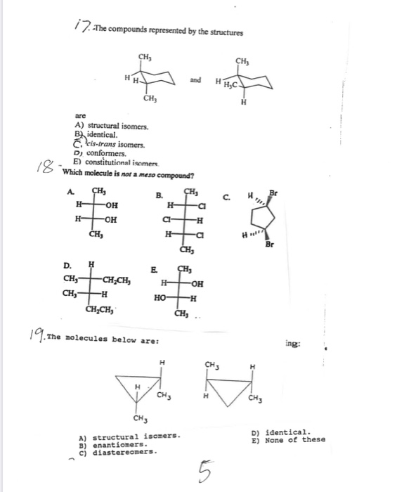 Solved 1 . The compounds represented by the structures Сн, | Chegg.com