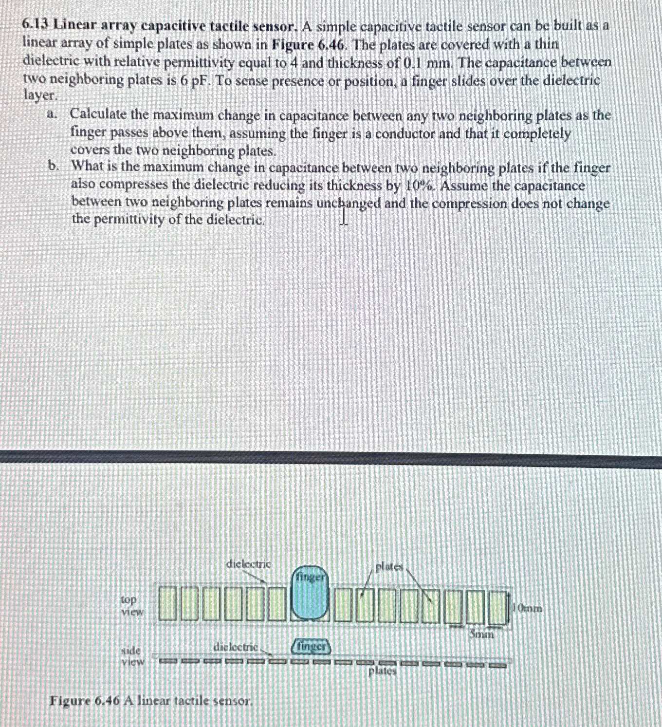 Solved 6.13 ﻿Linear array capacitive tactile sensor. ﻿A | Chegg.com