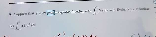Solved Suppose that f ﻿is an even integrable function with | Chegg.com