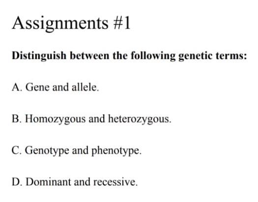 Solved Assignments \#1 Distinguish between the following | Chegg.com
