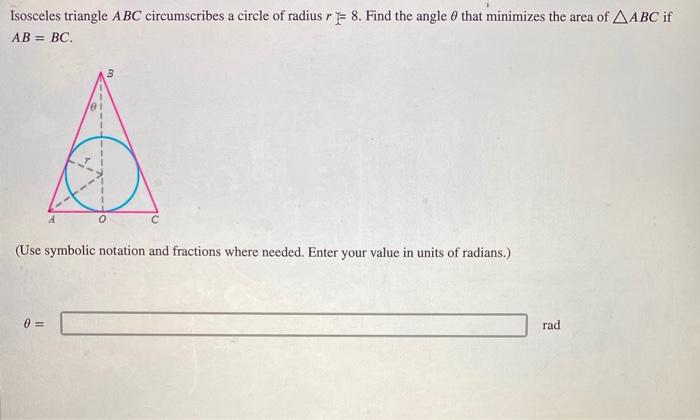 Solved Isosceles triangle ABC circumscribes a circle of | Chegg.com