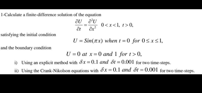 Solved 1-Calculate a finite-difference solution of the | Chegg.com