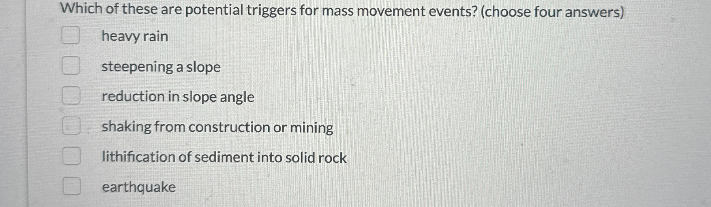 Solved Which of these are potential triggers for mass | Chegg.com