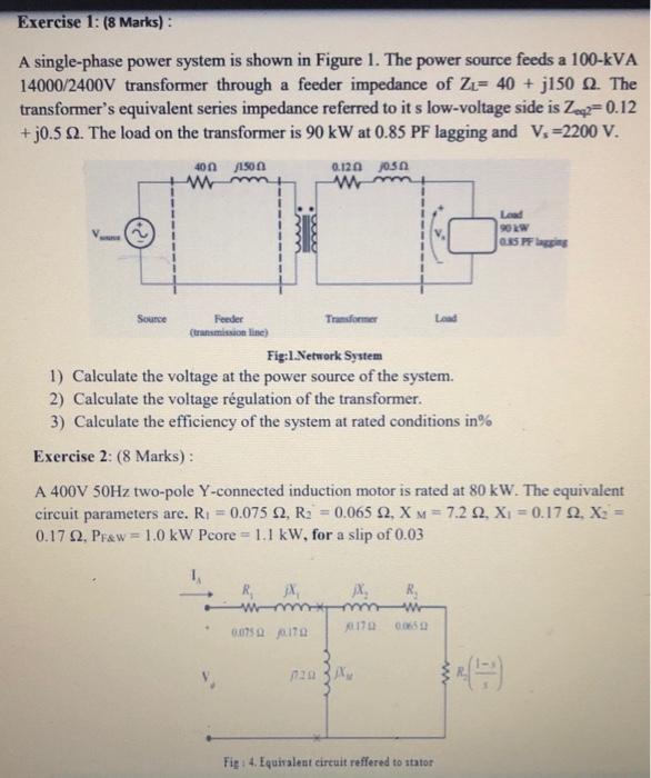 Solved Exercise 1: (8 Marks) A single-phase power system is | Chegg.com
