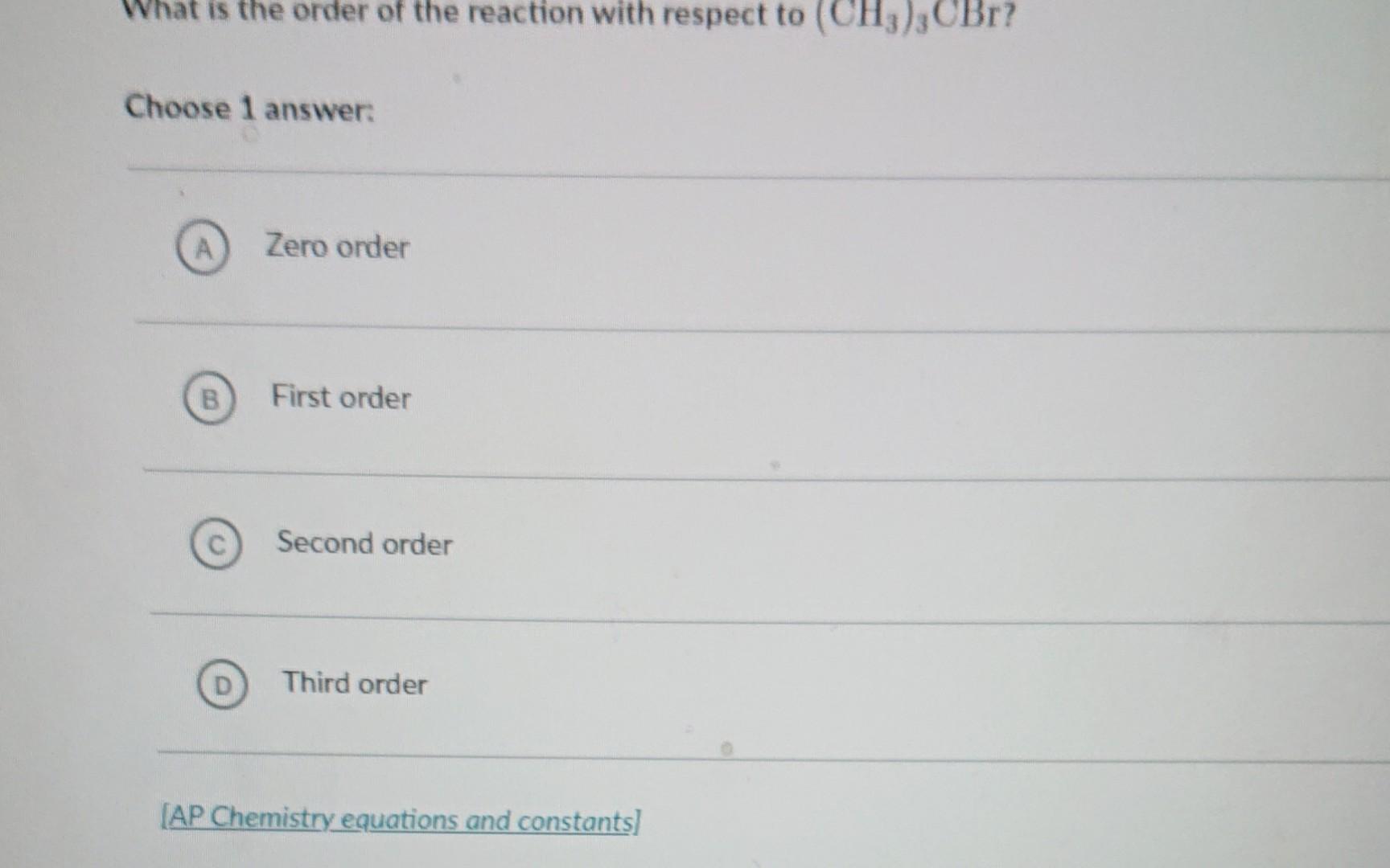Solved What is the order of the reaction with respect to | Chegg.com