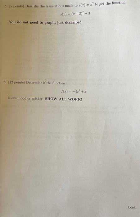 Solved 5. (8 points) Describe the translations made to | Chegg.com