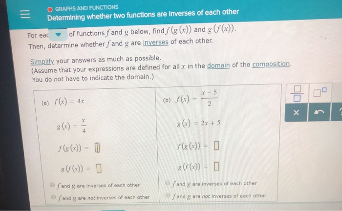 Solved O GRAPHS AND FUNCTIONS Determining whether two | Chegg.com