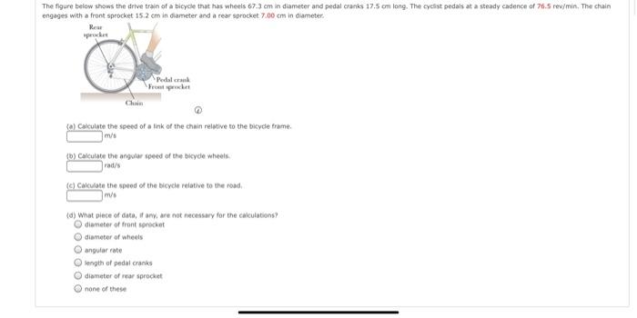 Solved The figure below shows the drivetrain of a tricycle | Chegg.com