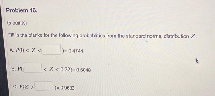 Solved Problem 16. (5 points) Fill in the blanks for the | Chegg.com Solved Problem 16. (5 points) Fill in the blanks for the | Chegg.com