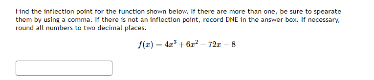 Solved Find the inflection point for the function shown | Chegg.com