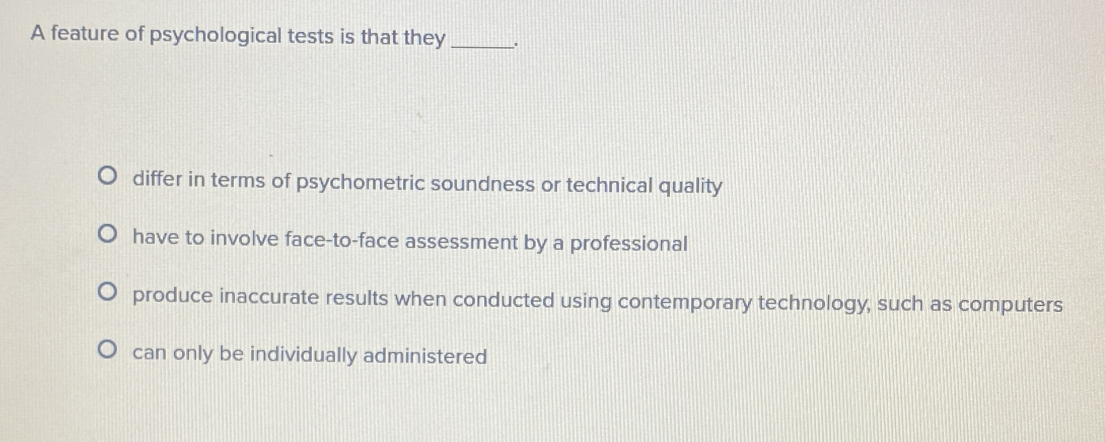 Solved A feature of psychological tests is that theydiffer | Chegg.com