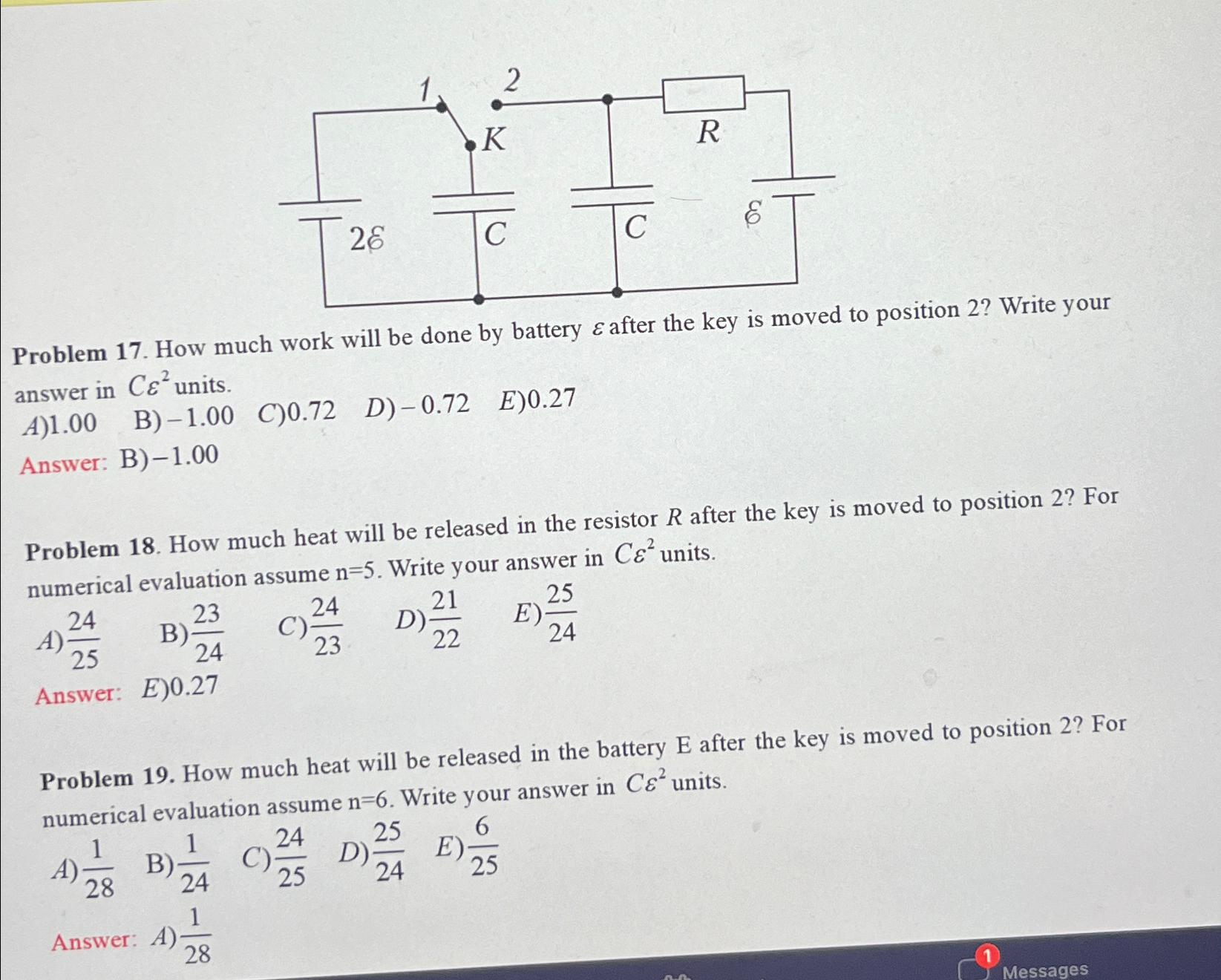Solved Problem 17. ﻿How much work will be done by battery ε | Chegg.com