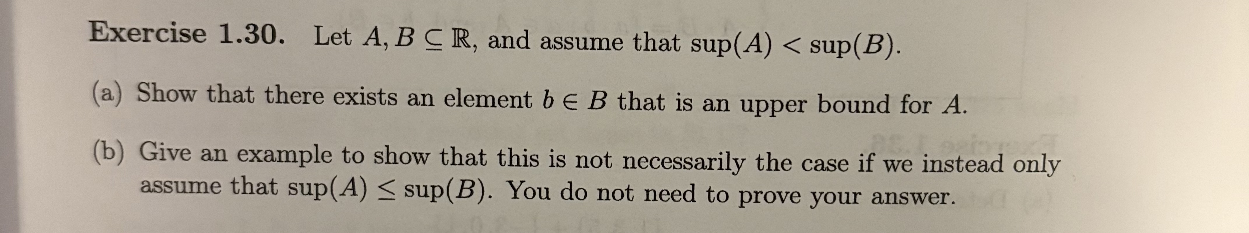 Exercise 1.30. ﻿Let A,BsubeR, and assume that | Chegg.com