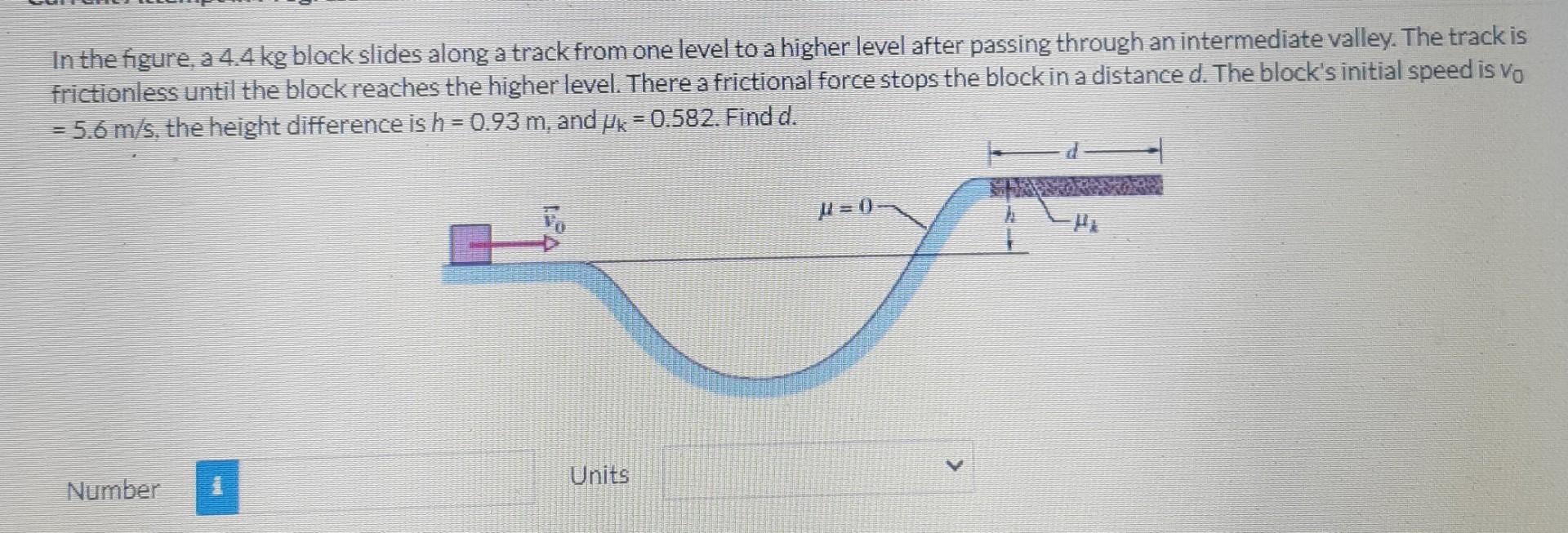 Solved In the figure, a 4.4 kg block slides along a track | Chegg.com