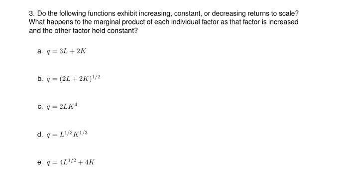Solved 3. Do the following functions exhibit increasing, | Chegg.com