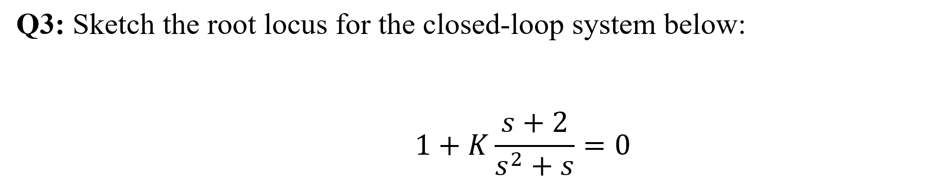 Q3: Sketch the root locus for the closed-loop system | Chegg.com