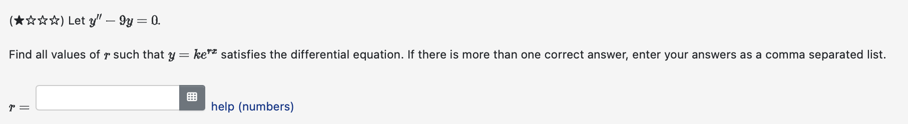 Solved Find all values of r ﻿such that y=kerx ﻿satisfies the | Chegg.com