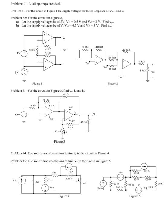 Solved Problems 1-3: all op-amps are ideal. Problem \#1: For | Chegg.com
