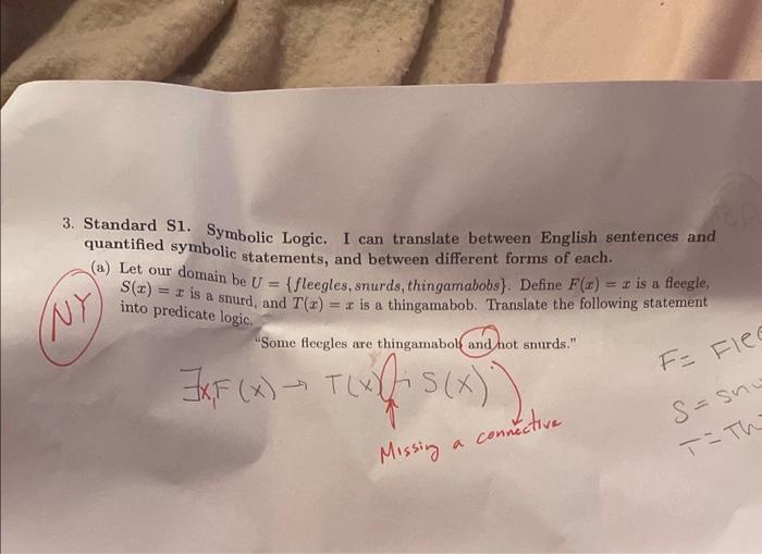 Solved 3. Standard S1. Symbolic Logic. I can translate | Chegg.com