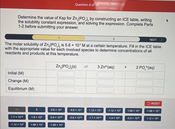 Solved Determine the value of Ksp for Zn3(PO4)2 by | Chegg.com