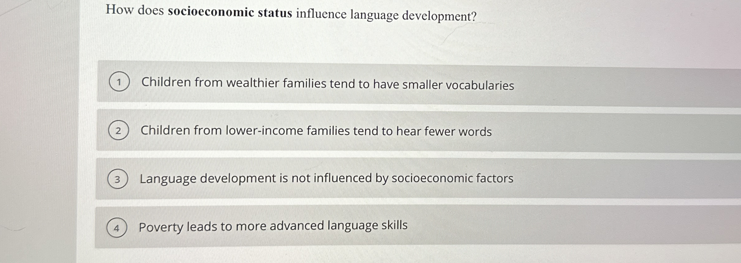 Solved How does socioeconomic status influence language | Chegg.com