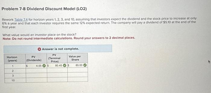 Solved Rework Table 74 for horizon years 1,2,3, and 10, | Chegg.com