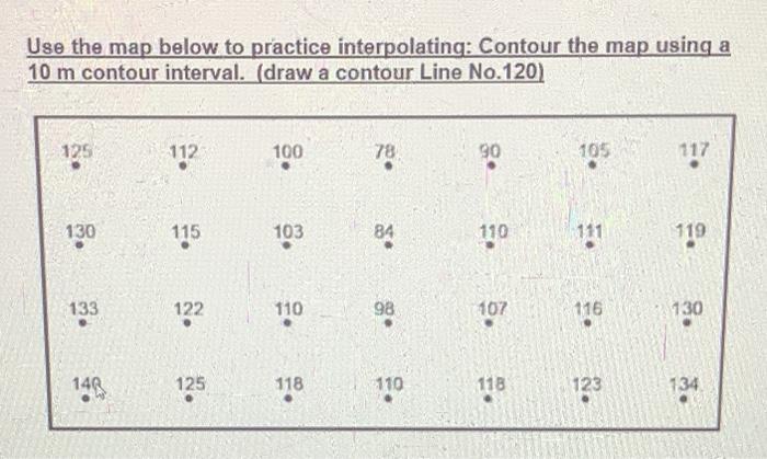 Solved Use the map below to practice interpolating: Contour | Chegg.com
