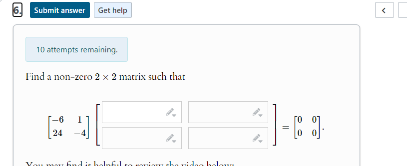 Solved Find a non-zero 2×2 ﻿matrix such | Chegg.com