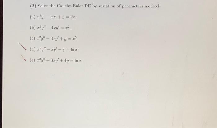 Solved Exercise (1): Solve the following second/higher-order | Chegg.com