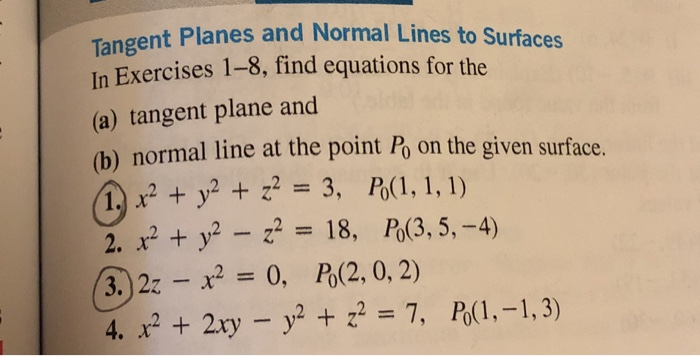 Solved Tangent Planes and Normal Lines to Surfaces In | Chegg.com