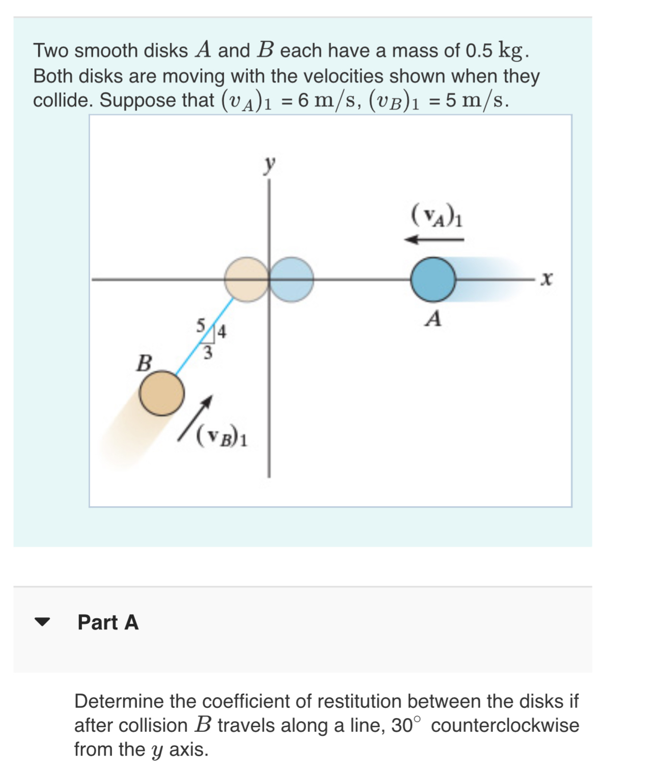 Solved Two smooth disks A and B ﻿each have a mass of 0.5kg. | Chegg.com