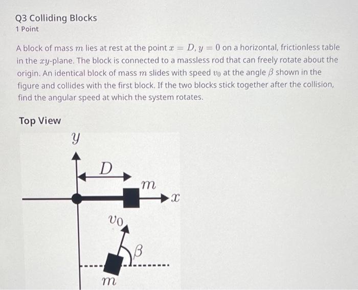 Solved Q3 Colliding Blocks 1 Point A block of mass m lies at | Chegg.com