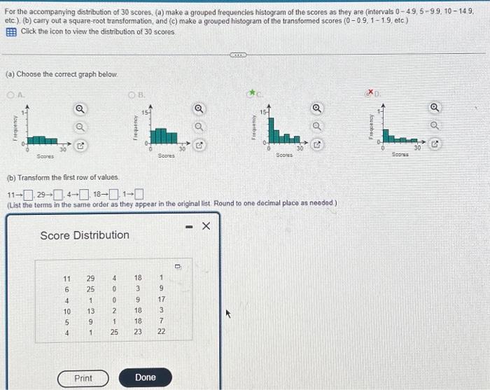 Solved For the accompanying distribution of 30 scores, (a) | Chegg.com