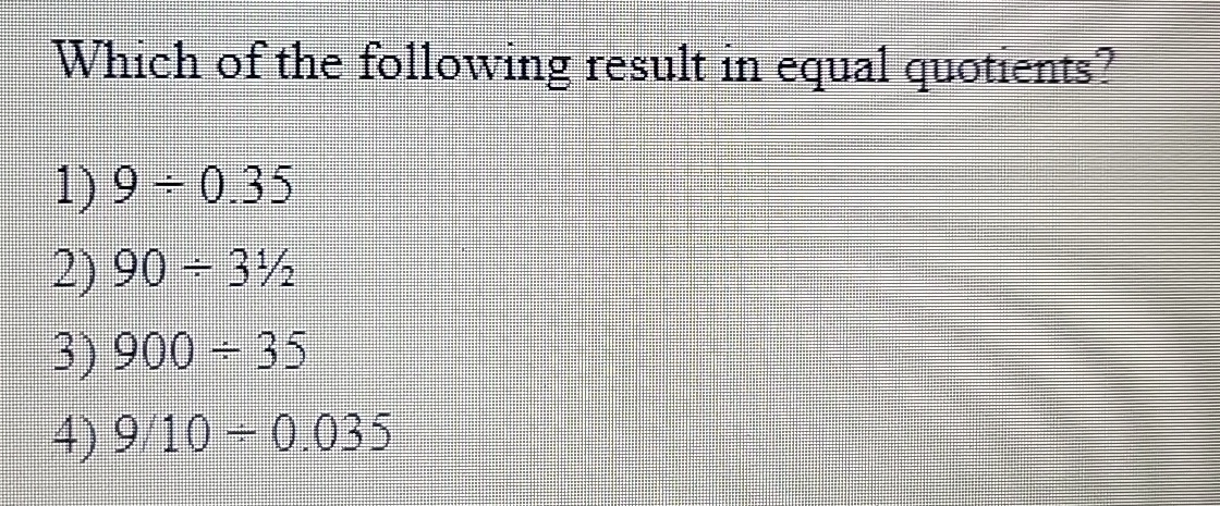 Solved Which of the following result in equal | Chegg.com