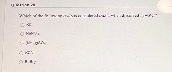Solved Which of the following salts is considered basic when | Chegg.com