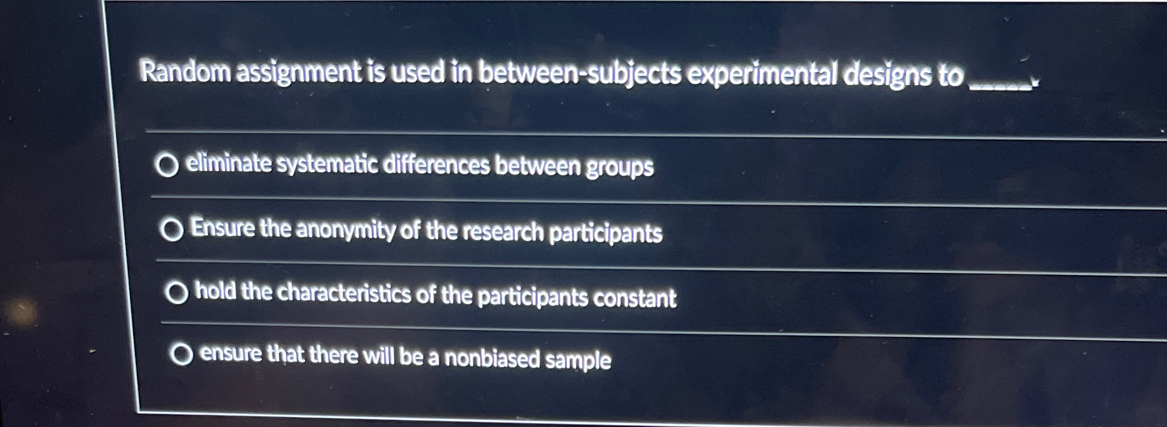 Solved Random assignment is used in between-subjects | Chegg.com