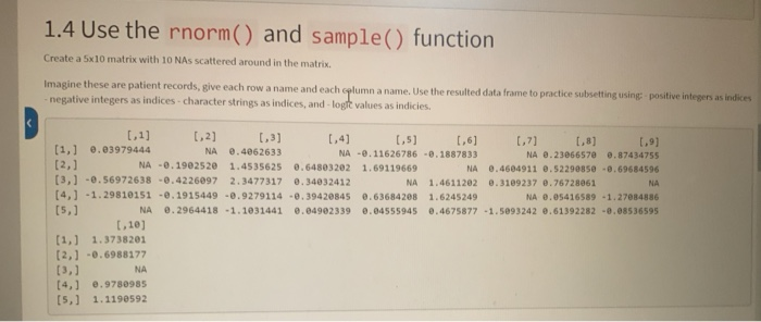 Solved 14 Use The Rnorm And Sample Function Create A 