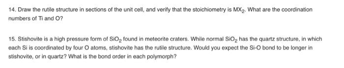Solved 14. Draw the rutile structure in sections of the unit | Chegg.com