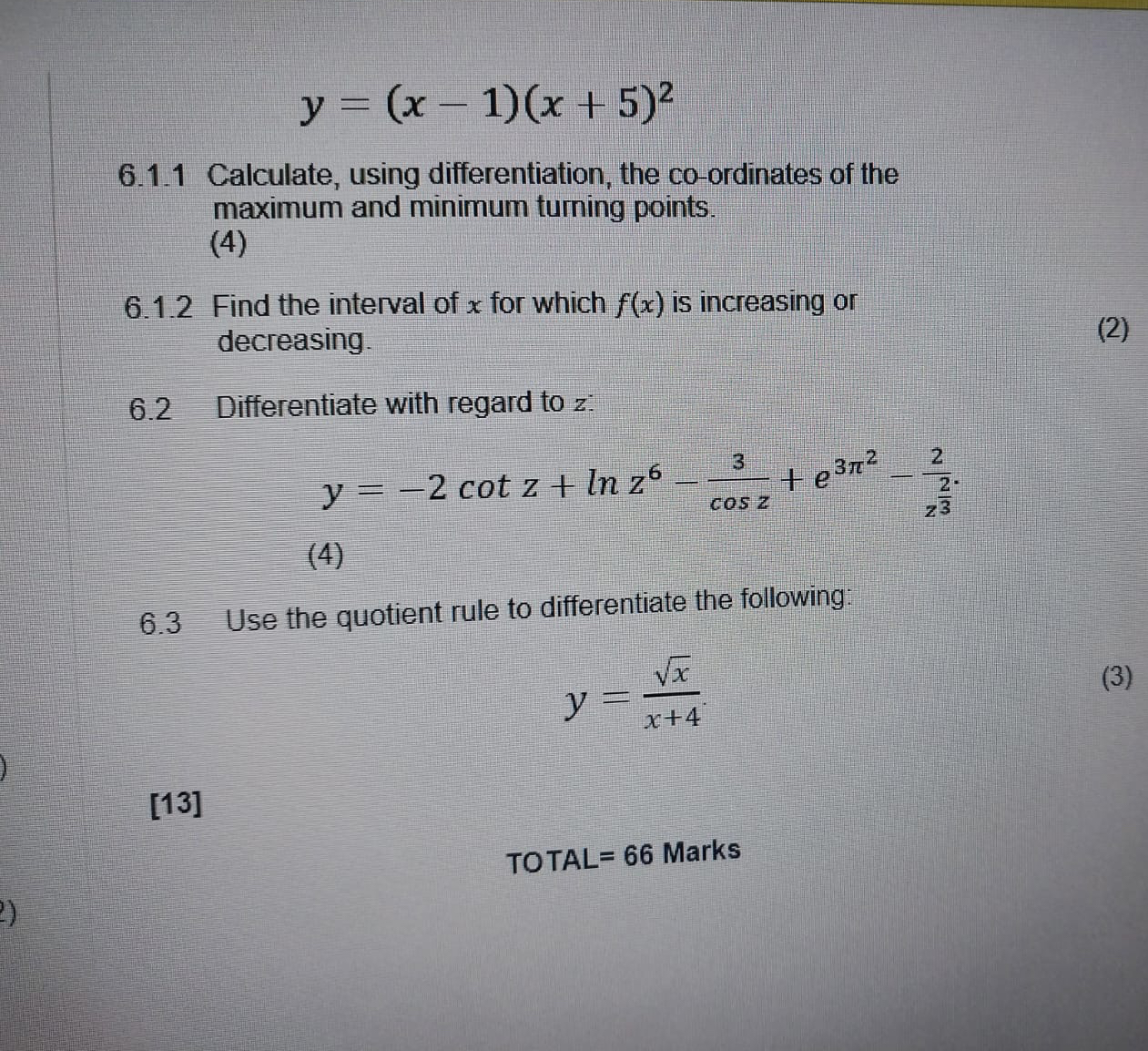 Solved y=(x-1)(x+5)26.1.1 ﻿Calculate, using differentiation, | Chegg.com