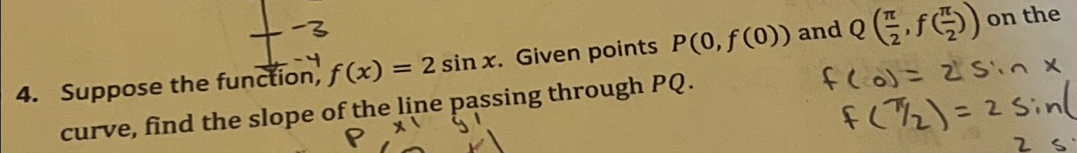 Solved Suppose the function, f(x)=2sinx. ﻿Given points | Chegg.com