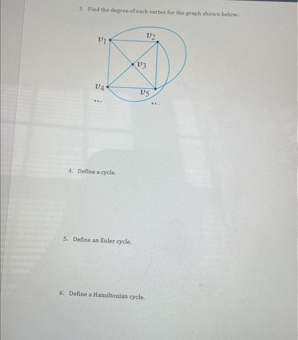 Solved 3. Find the degree of each vertex for the graph shown | Chegg.com