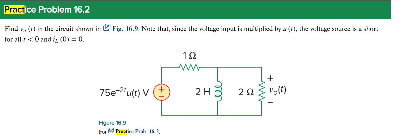 Solved Practice Problem 16.2Find vo(t) ﻿in the circuit shown | Chegg.com
