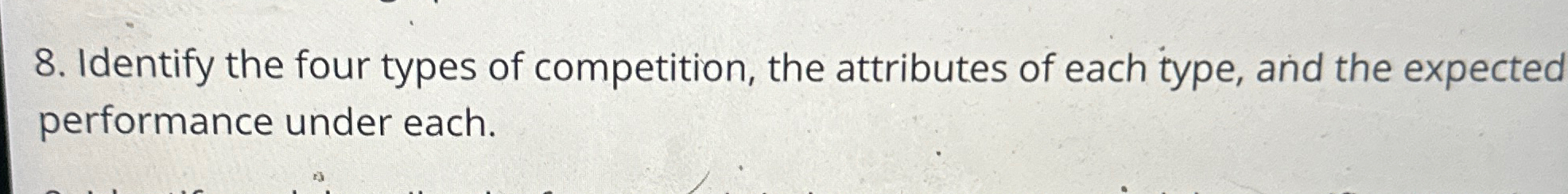 Solved Identify the four types of competition, the | Chegg.com