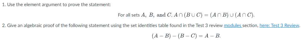 Solved Use the element argument to prove the statement:For | Chegg.com