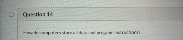 Solved Question 14 How do computers store all data and | Chegg.com