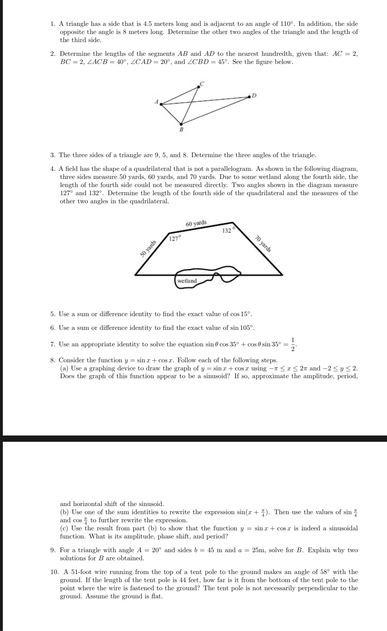 Solved A triangle has a side that is 4.5 ﻿meters long and is | Chegg.com