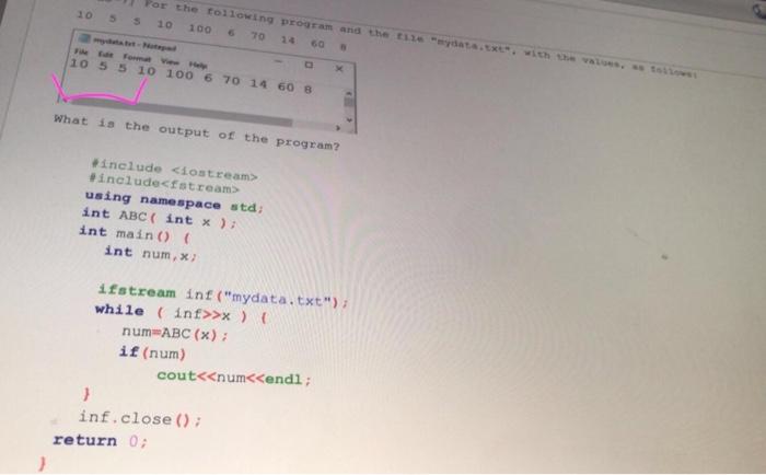 Solved And Given The Following Function Definition Int [data